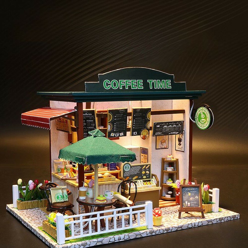 Румбокс Кофейня Coffee Time, деревянный конструктор, для творчества, интерьерный