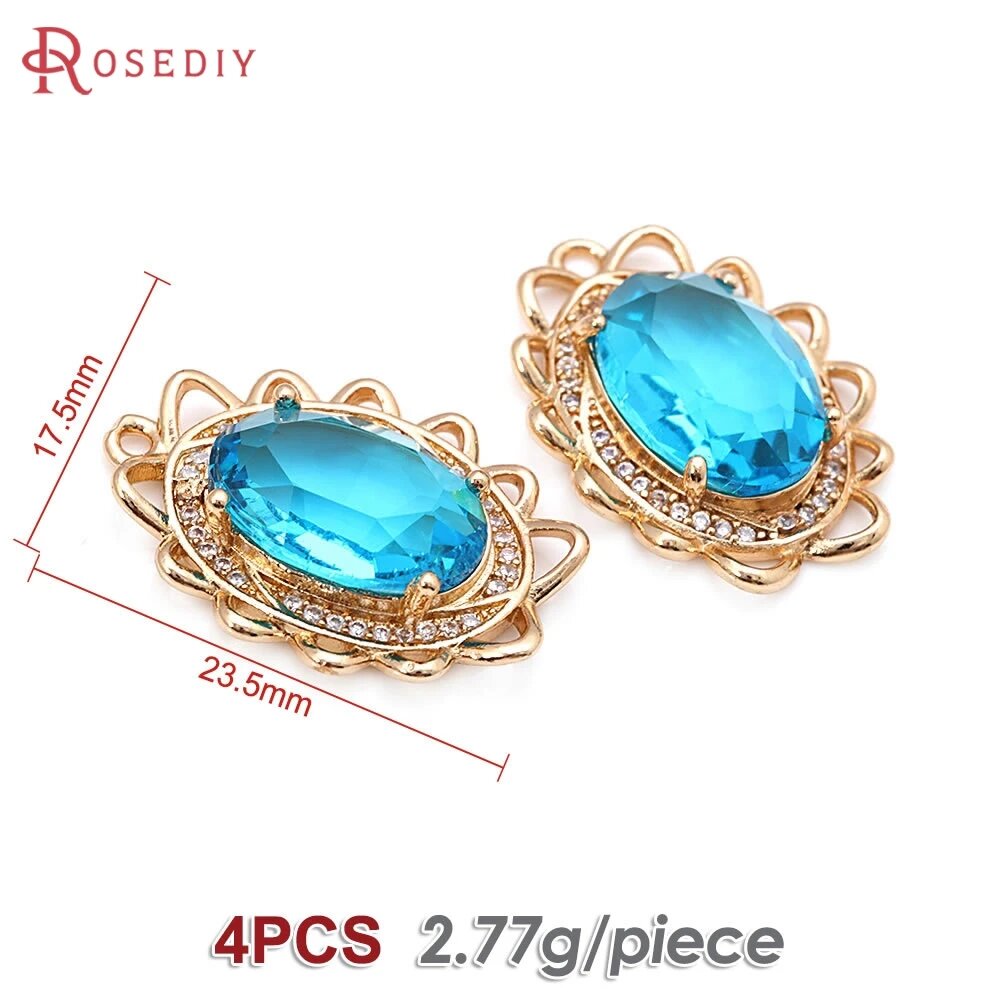 Подвески-коннекторы Rosediy латунные 52818-Lake Blue