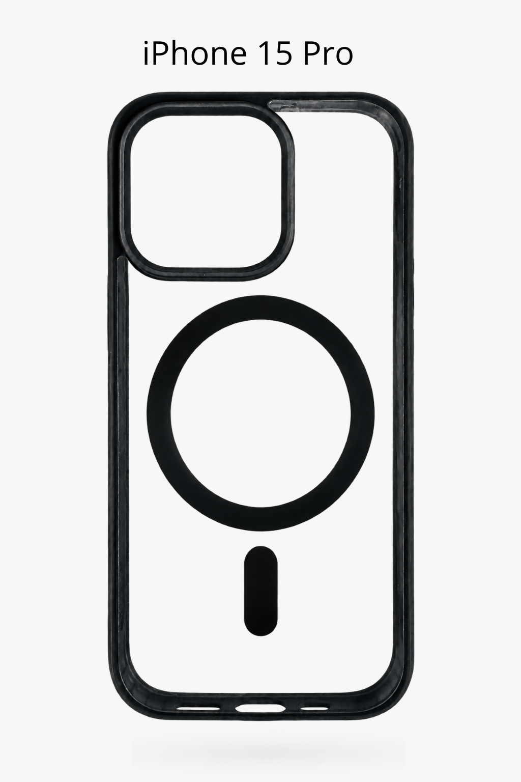 Чехол для iPhone 15 Pro прозрачный с MagSafe, магнит 1800G, черный