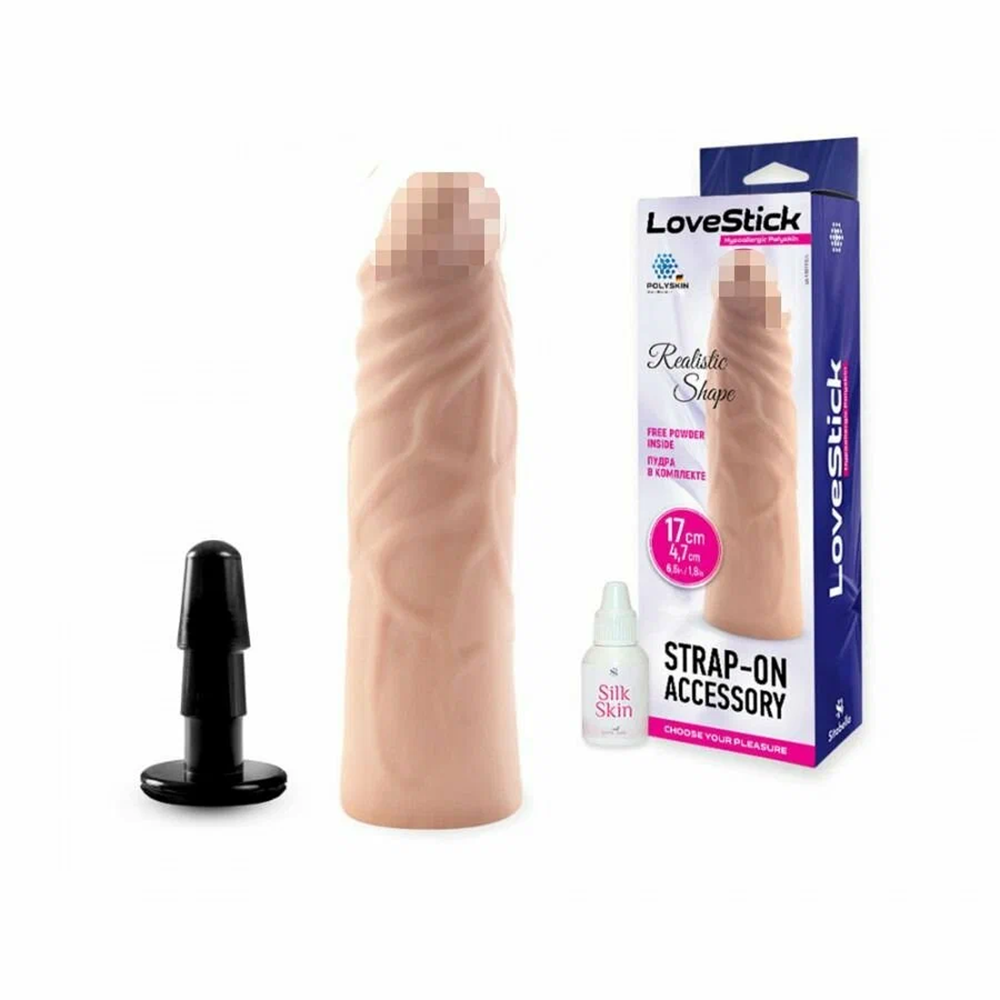Насадка для трусиков LoveStick 120113LS, анатомическая форма, телесный