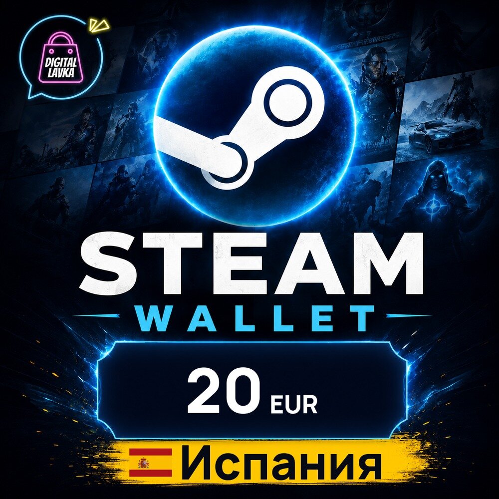 Steam Wallet Испания · EUR 20 — карта оплаты, цифровой код пополнения счёта, моментальная доставка