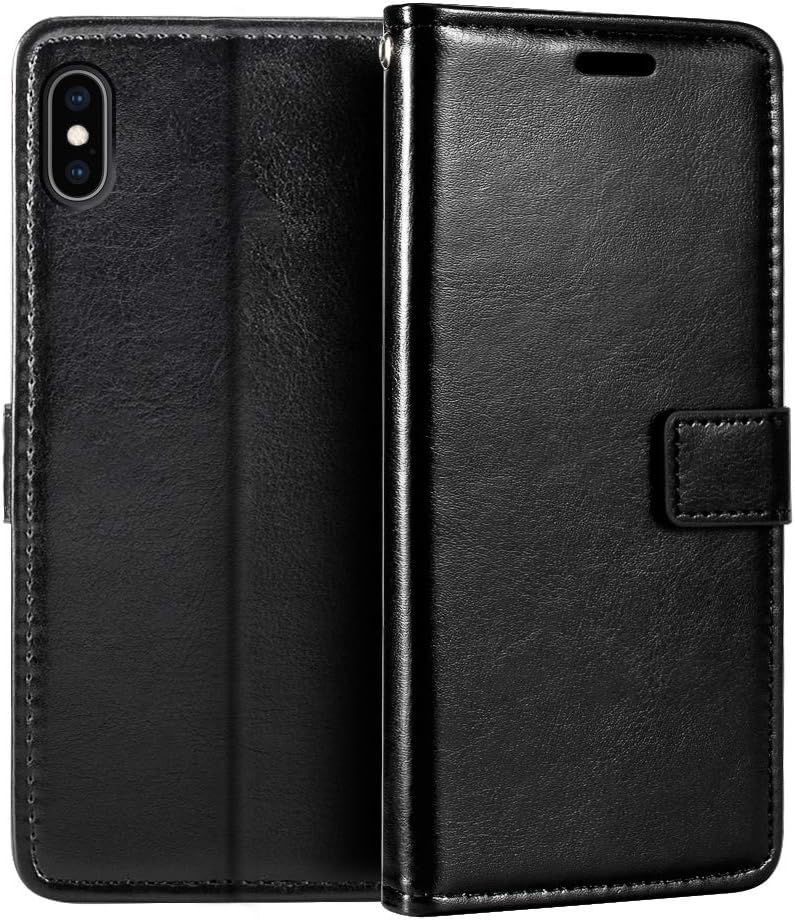 Чехол-книжка для iPhone X и XS / Айфон Х и Айфон 10, С магнитной застежкой, трансформируемой подставкой, черный