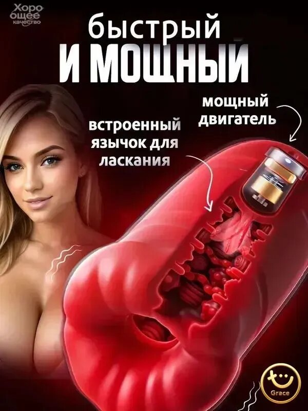 Мужской мастурбатор Ротик с эффектом всасывания и минета + вибрацией двойной эффект удовольствия