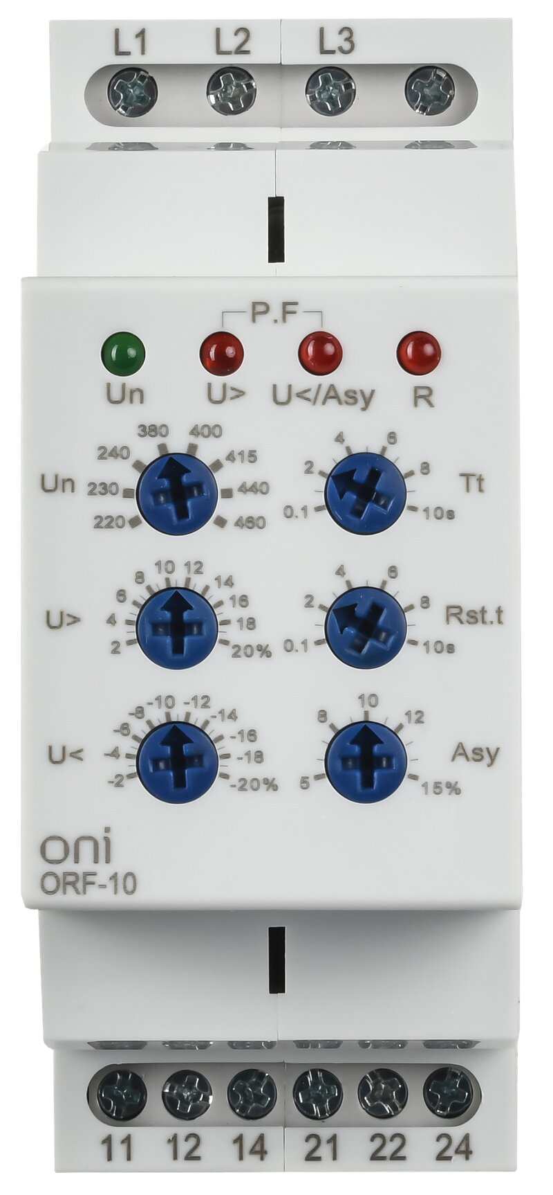 Реле контроля фаз ORF-10 3 фазы 2 контакта 220 - 460 В AC, ONI