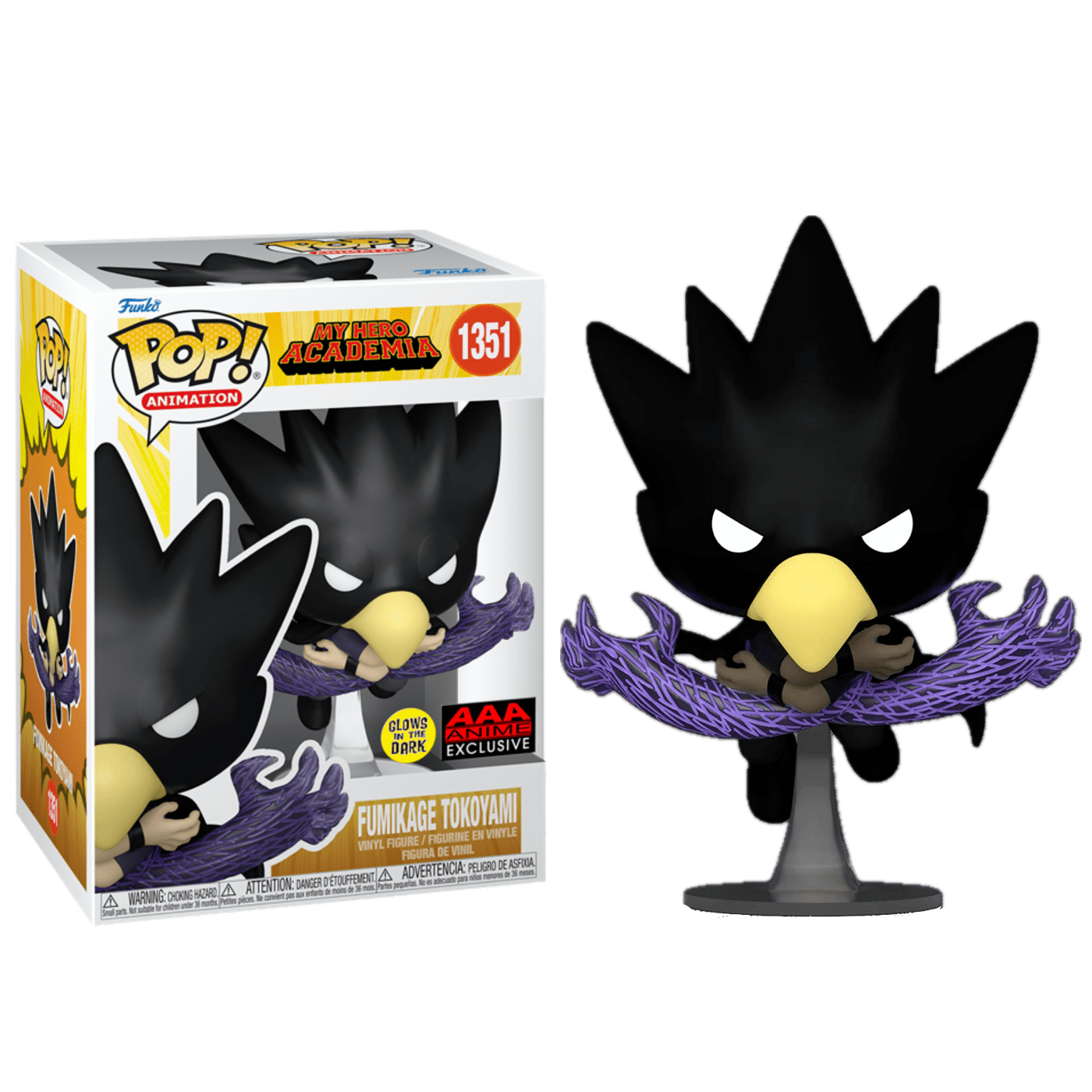 Фигурка Funko POP Fumikage Tokoyami in Fallen Angel Form GitD со стикером из аниме My Hero Academia: Season 5 1351 / Фумикаге Токоями Темный Падший Ангел светящийся со стикером