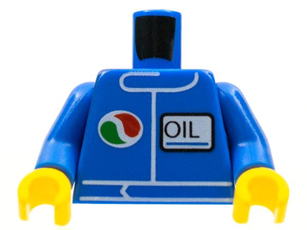 Деталь Lego 973pb4274c01 Torso Octan Logo and Upright Font 'OIL' Pattern / Blue Arms / Yellow Hands