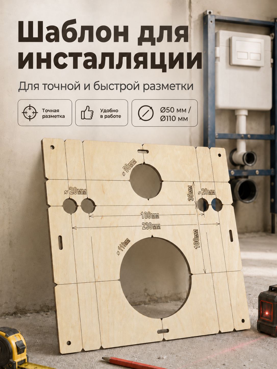 Шаблон для инсталляции 110 мм