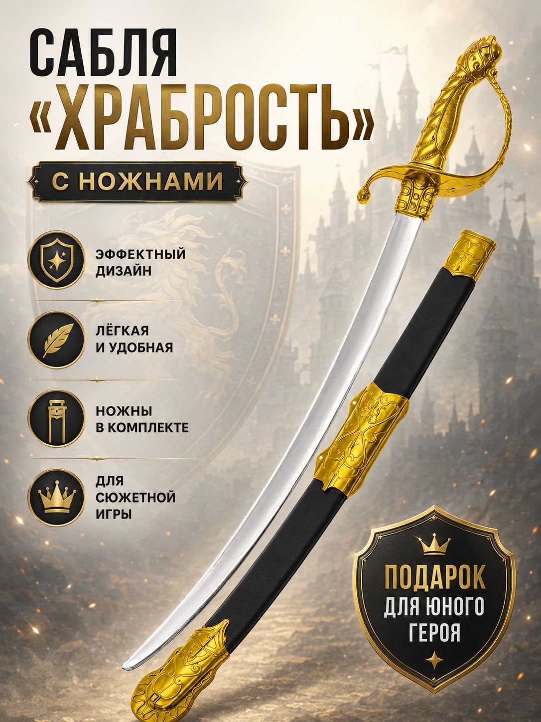 Игрушка для домашних животных, Сабля "Храбрость", для игр и активности питомца, для дома и прогулок, Материал Пластик