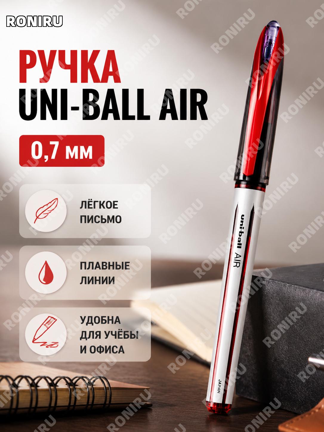 Ручка UNI Mitsubishi нейтральная 0.7 мм, белый корпус с красным стержнем, 1 шт, для учебы офиса письма и заметок