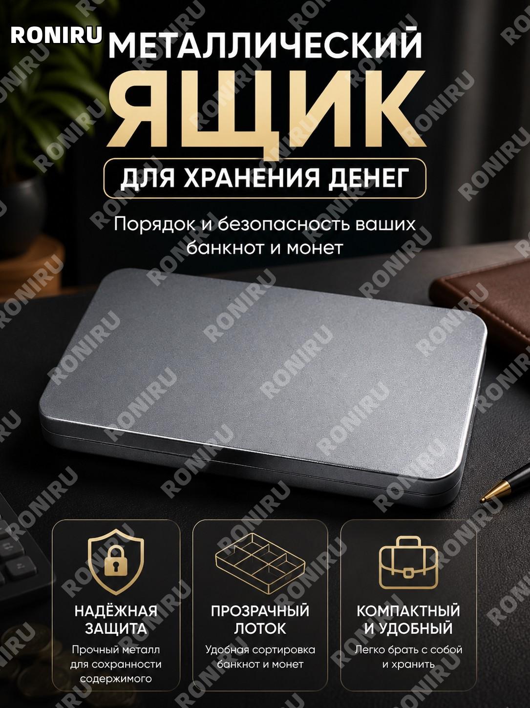 Металлический ящик для хранения денег с прозрачным лотком, органайзер для банкнот и монет компактный безопасный