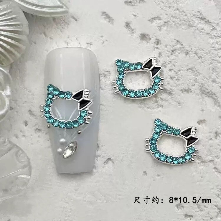 Hello Kitty Полные Рингстоуны Ногтевые Аксессуары с Зелеными Рингстоунами, Крутое Японское Стильное Декорирование для