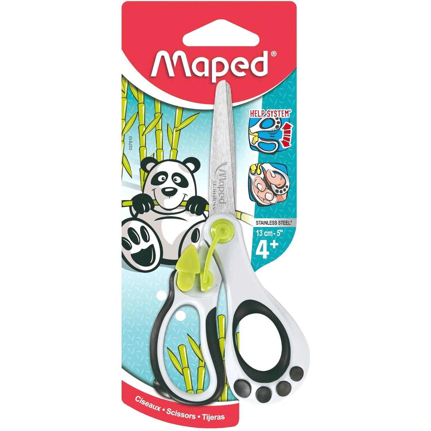 Maped Ножницы детские Maped Koopy с фиксатором 130 мм эргономические пластиковые ручки белого/чёрного цвета