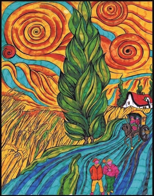 Набор для рисования, росписи Colorvelvet бархатная раскраска Ван Гог, 47x35 см
