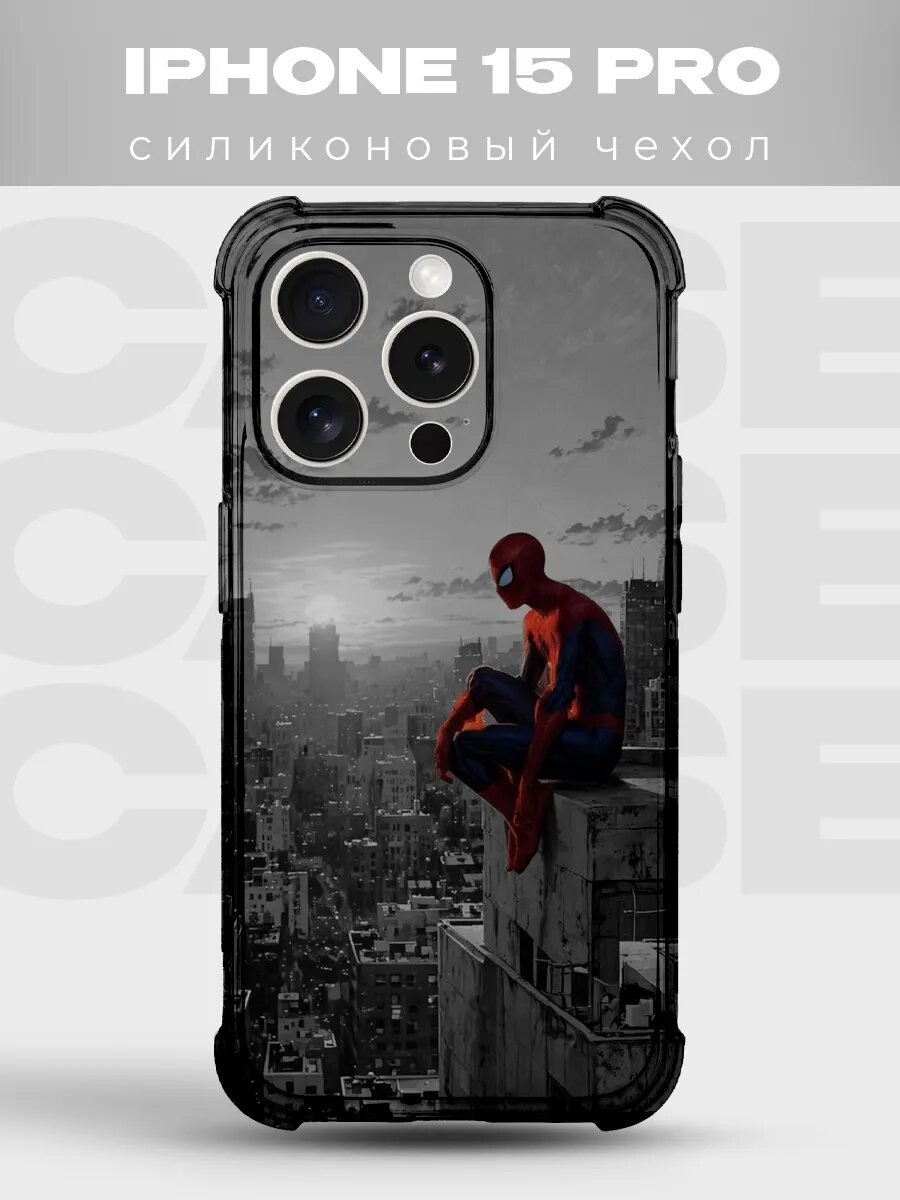 Чехол на iPhone 15 Pro Человек-паук комикс spider man марвел