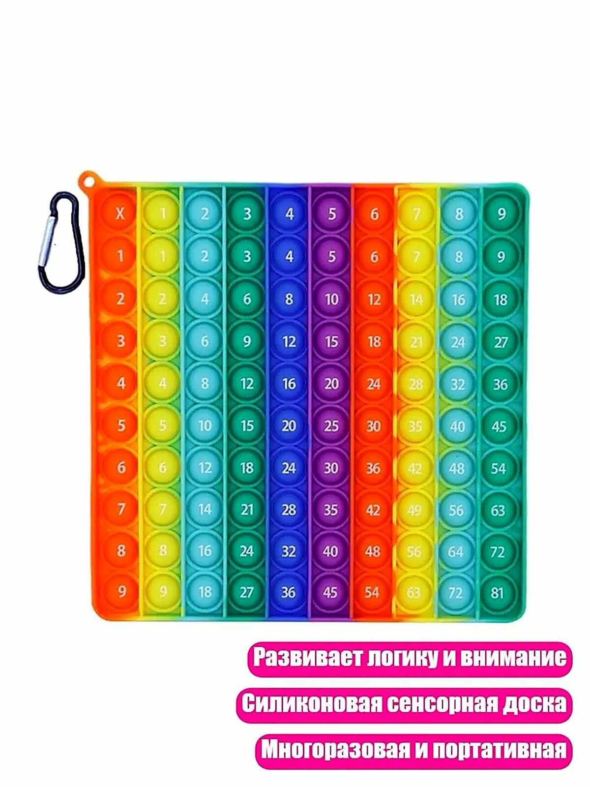 Обучающая игра-поппер для умножения, - 9, материал Силикон, 20x20x1 см