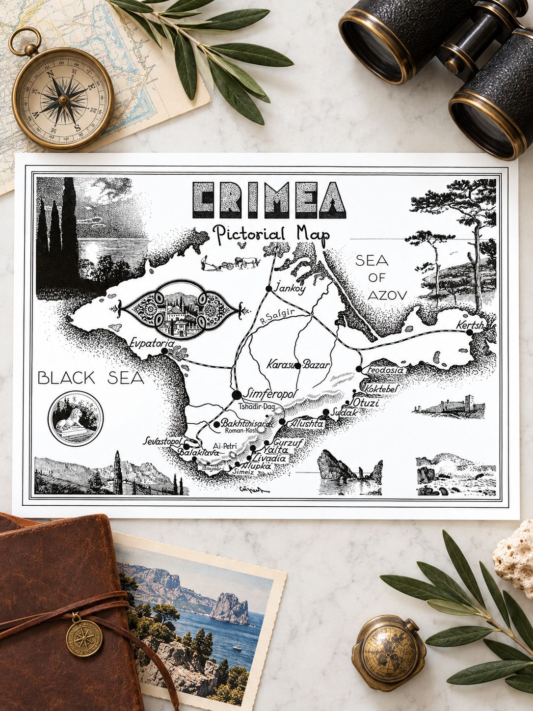 Карта Крыма 1931 год - без рамы, размер A2
