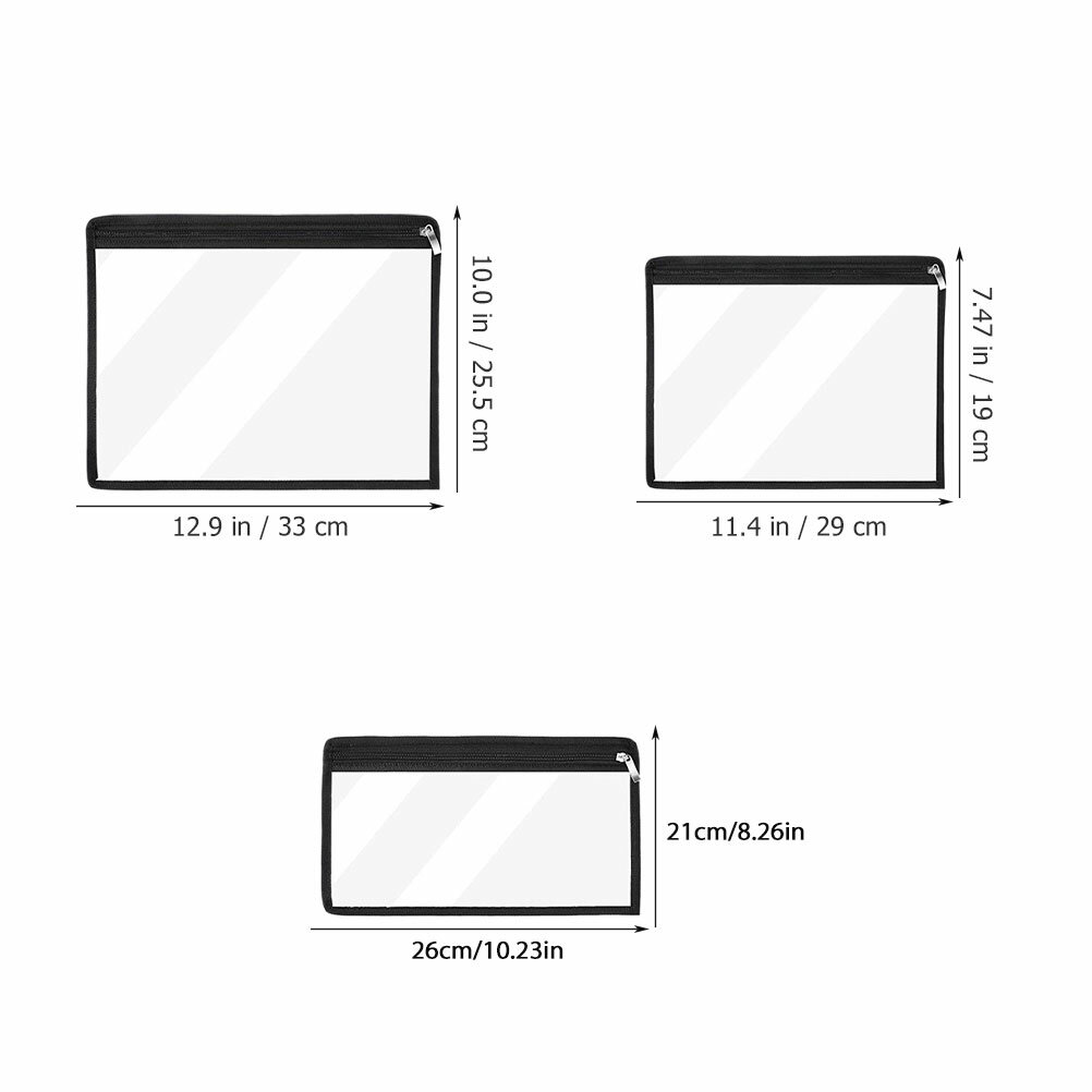 Черный Пенал Для Канцтоваров С Молнией 9 Шт Размер 26.00X21.00X0.30Cm