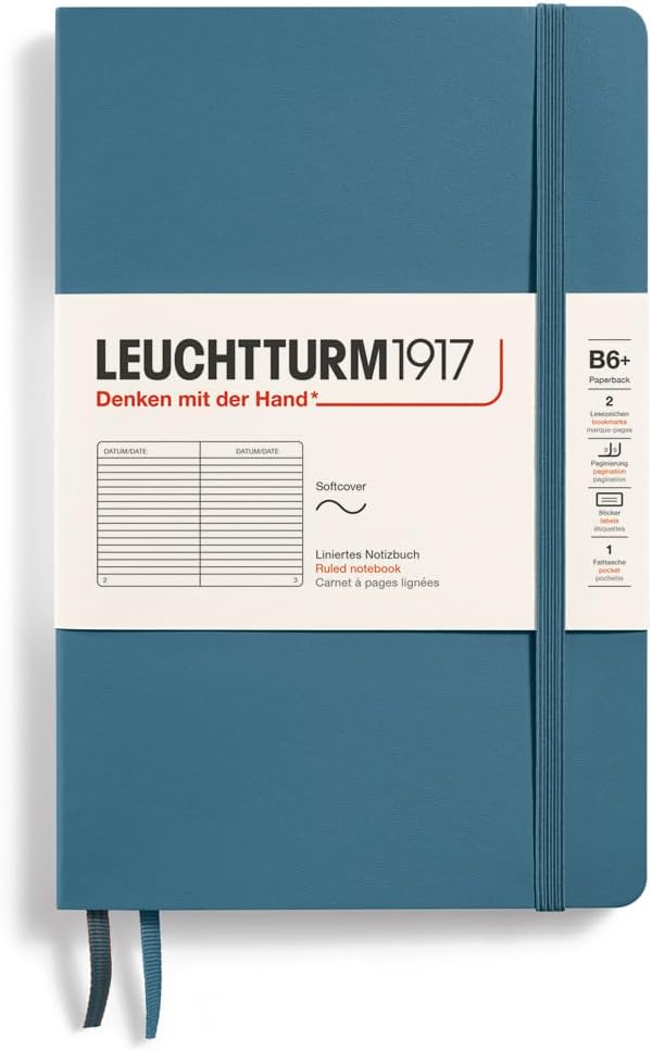 Блокнот Leuchtturm1917 формат (А6+) в линейку, 123 страниц, мягкая обложка, цвет Stone Blue