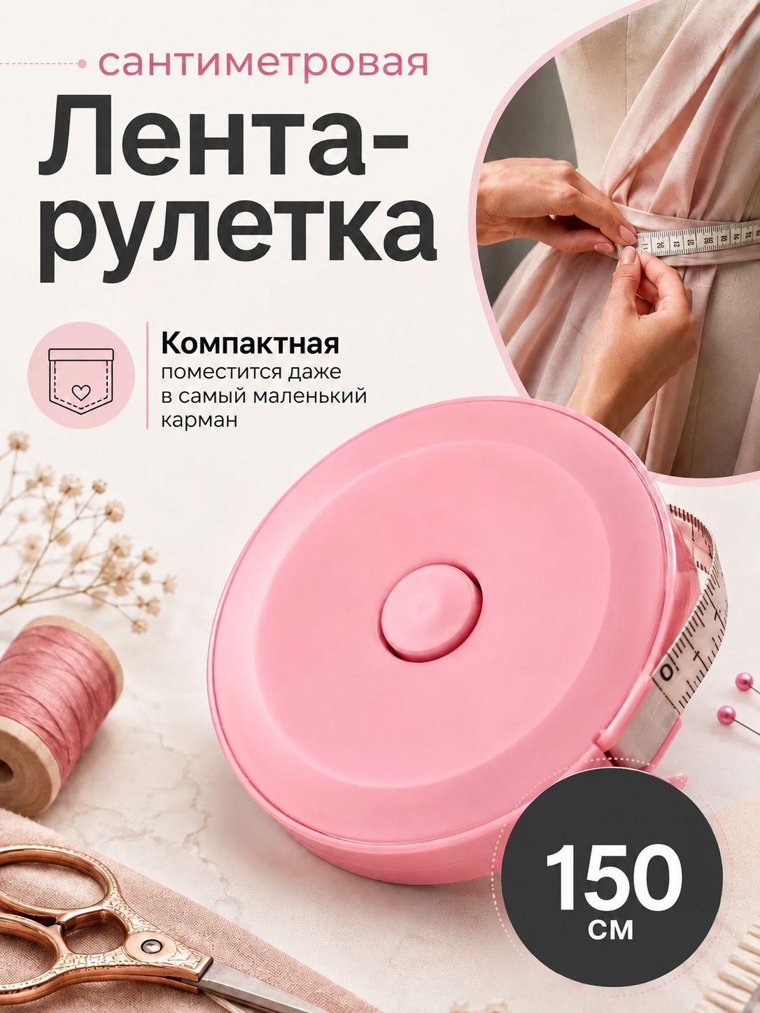 Сантиметровая лента швейная фурнитура все для шитья и рукоделия, рулетка строительная