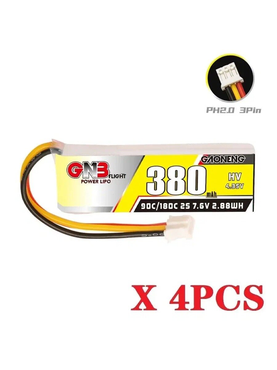 7.6v липо батарея-0709, Аксессуар для машинок, 4Pcs 7.6V 380mAh 90C