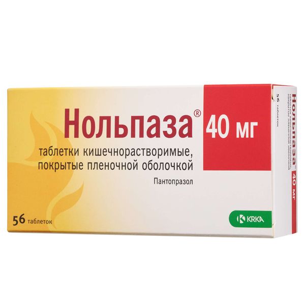 Нольпаза таблетки кишечнорастворимые п/о плен. 40мг 56шт