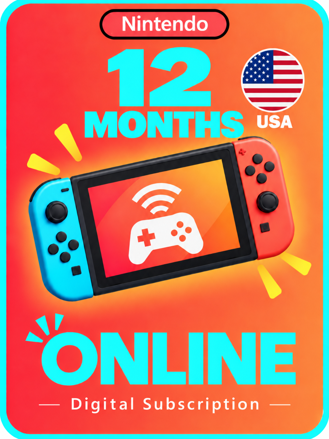 Подарочная карта Nintendo Switch Online на 12 месяцев подписки | США | Оригинальный код | USA