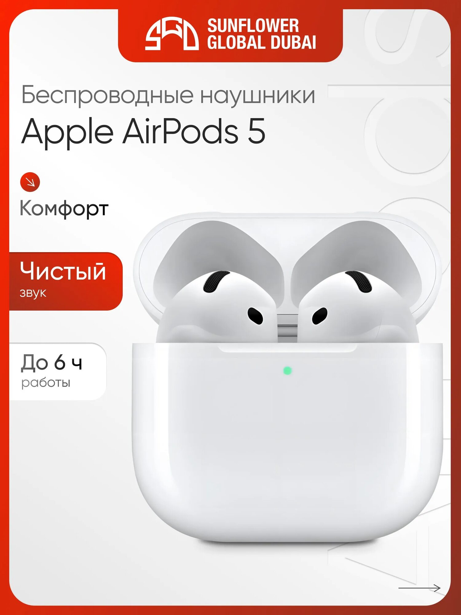 Наушники вкладыши Apple AirPods 5 A3531/A3532/A3530 белый беспроводные bluetooth