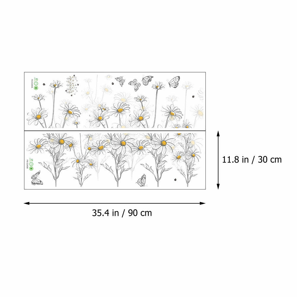 2 Листа Наклеек Для Интерьера С Чудесным Узором Цветов На Стену 90x30cm