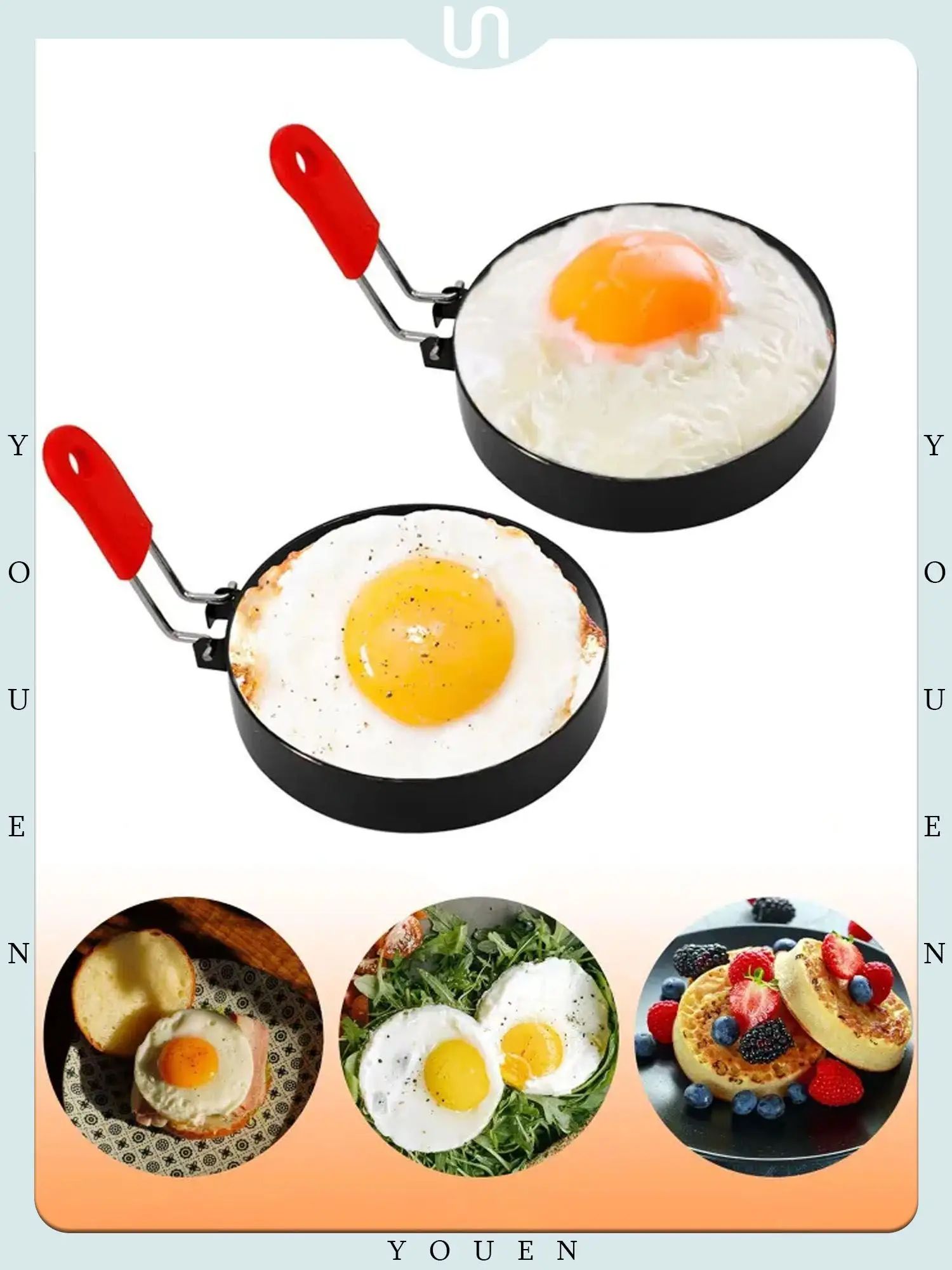 YOUEN Кольцо кулинарное 2 шт, 9 см, длина 9 см