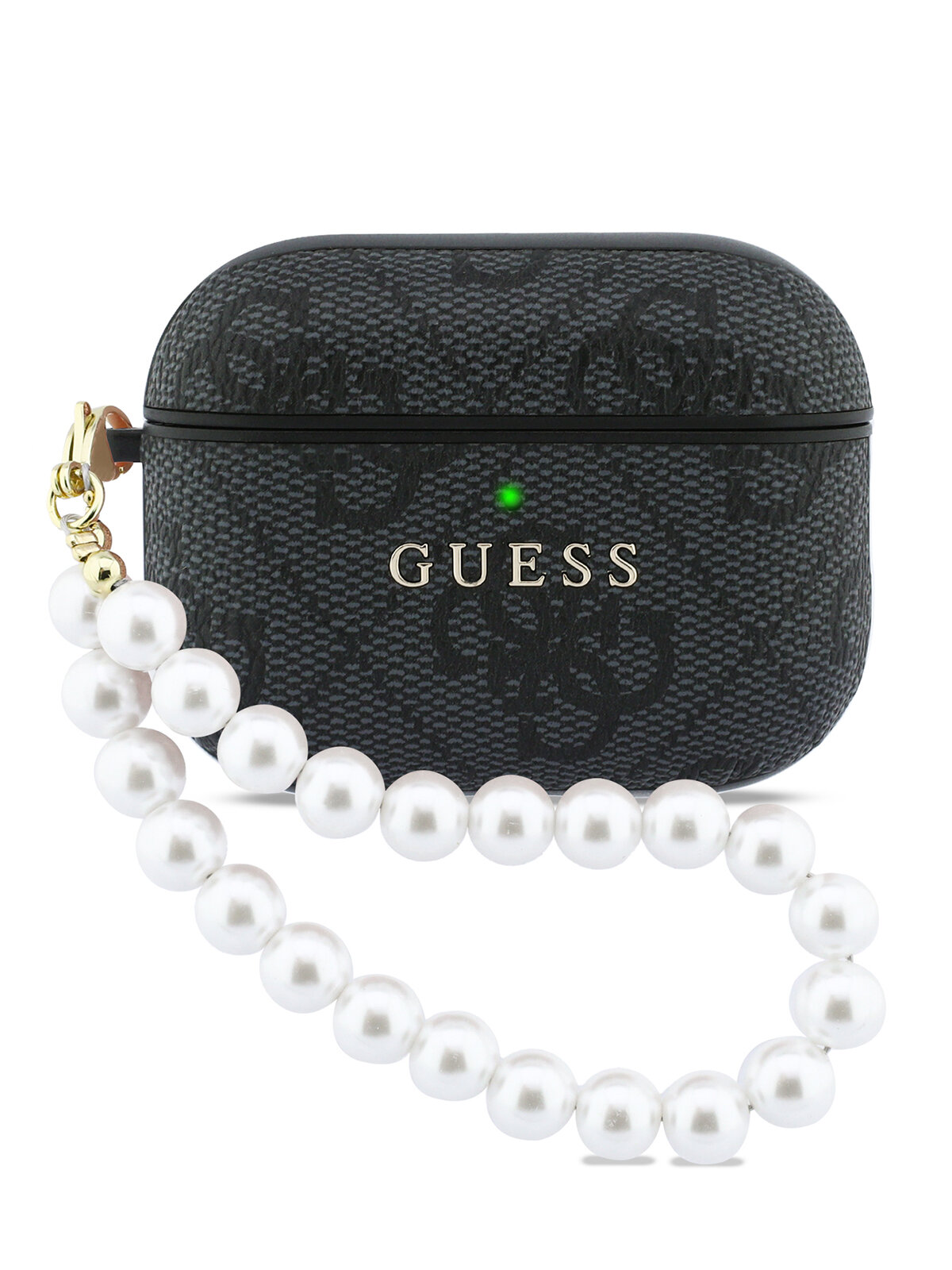 Чехол Guess для Airpods Pro 3, из экокожи PU leather, со шнурком на руку, черный