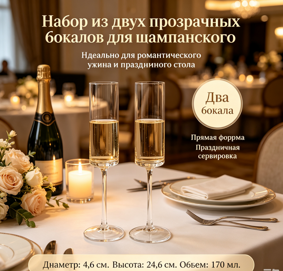 Роскошный бокал для шампанского на ножке, прозрачный, подходит для домашнего использования и вечеринок.