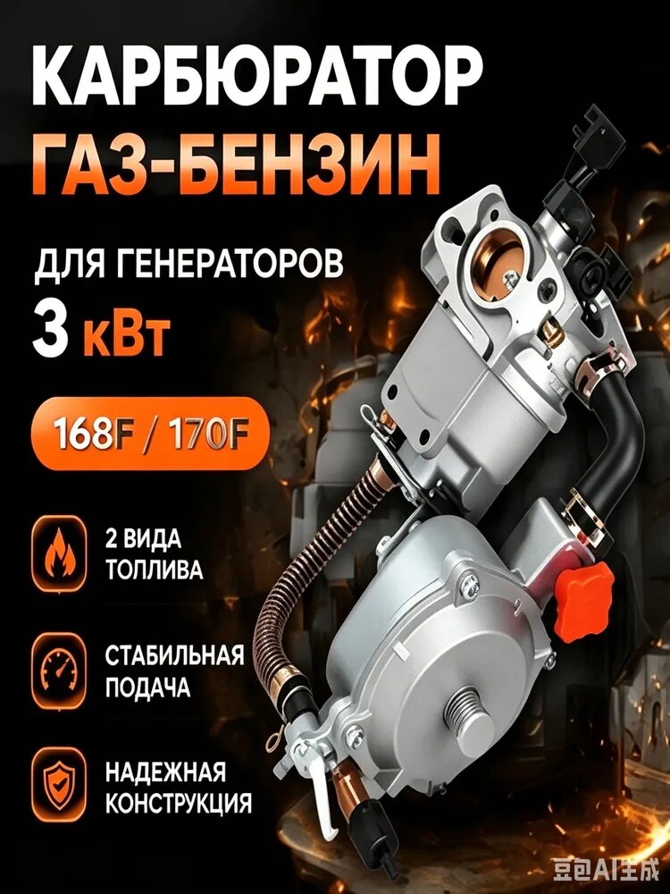 Карбюратор газ бензин для генератора, электростанций. 3 кВт (двигатель 6.5 7 лс 168F 170F)