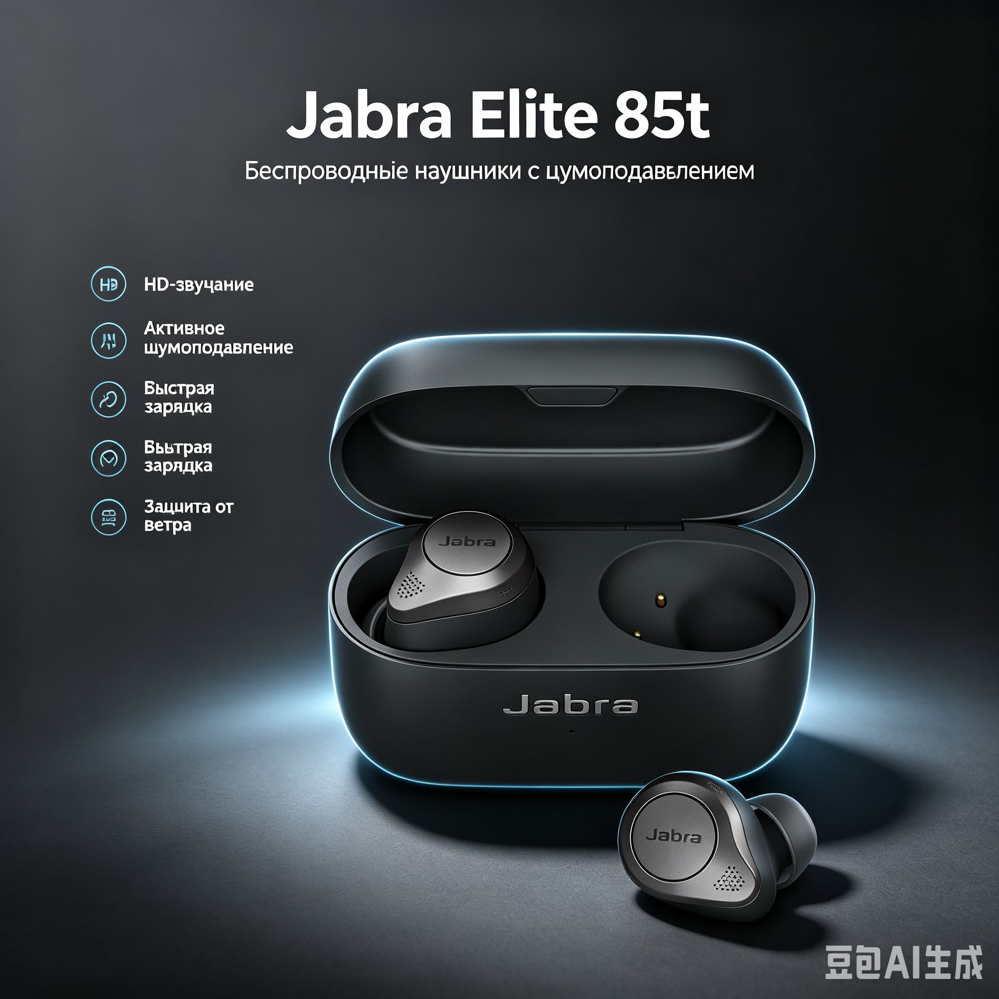 Jabra Наушники беспроводные с микрофоном Jabra Elite 85t, Bluetooth, USB Type-C, черный