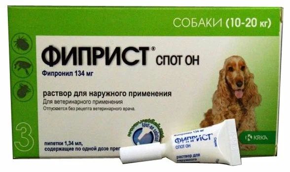 Фиприст Спот Он для собак 10-20 кг 134 мг/1,34 мл №3( 3 Пипетки в упаковке ) — фото 1