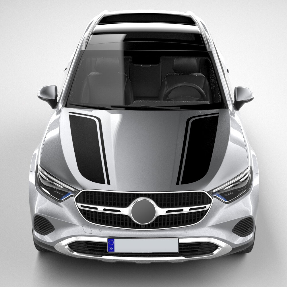 Две спортивные виниловые полосы-наклейки на капот для Mercedes-Benz GLC X253 X254 GLC260 GLC300 GLC43 AMG, автомобильные стикеры для внешнего тюнинга внедорожника