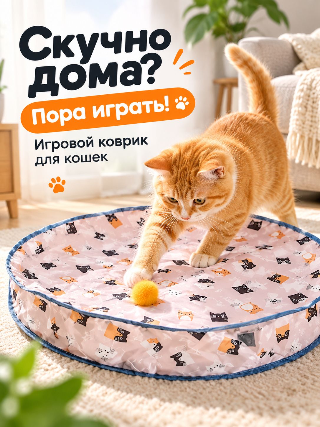 Игрушка для кошек интерактивная с шариками, игровой коврик для котят и взрослых кошек, домашняя активная игра