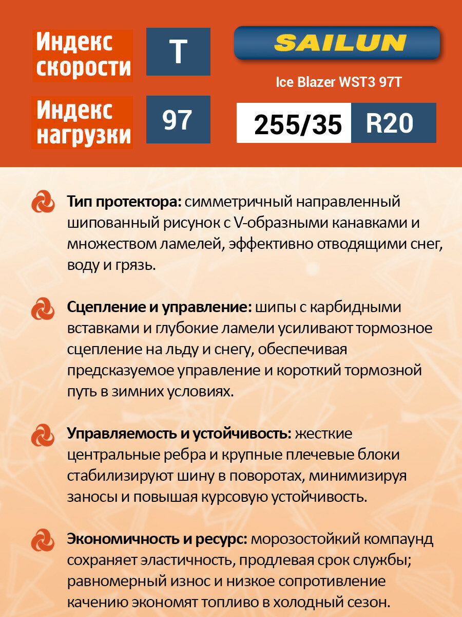 255/35R20 Sailun Ice Blazer WST3 97T шип