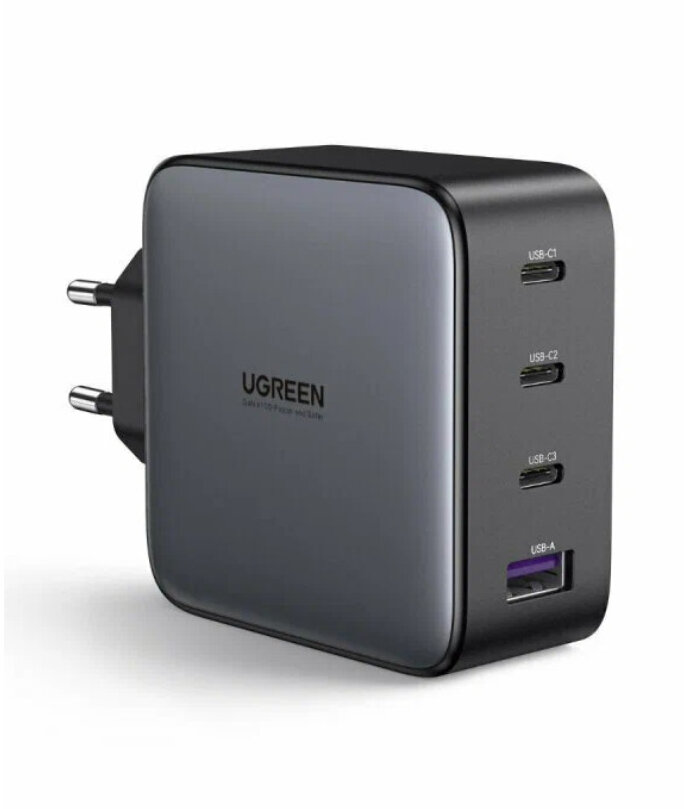 Сетевое зарядное устройство Зарядное устройство UGREEN CD226 (40747) 100W Grey Nexode USB-A+3xUSB-C GaN Tech Fast Charger Серый 3 x Type-C + USB