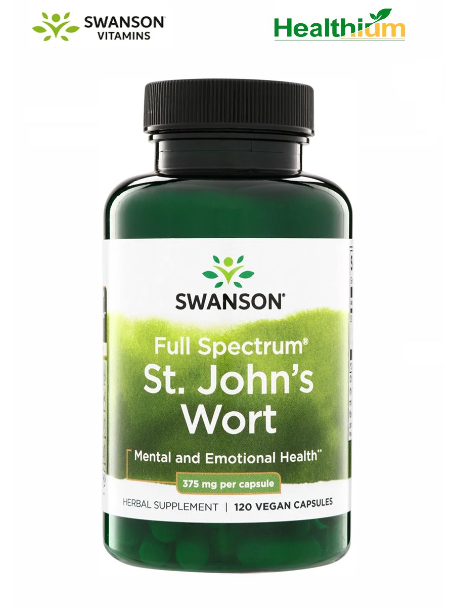 Swanson Full Spectrum St. John's Wort 375мг 120 капсул, Зверобой 375 мг, Витамины для нервной системы, для настроения, для ментального и эмоционального здоровья