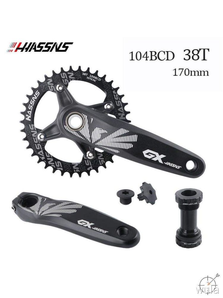 Звёздочка HASSNS GX 38T 104BCD 170мм для MTB, шатуны с позитивными зубьями, комплект привода