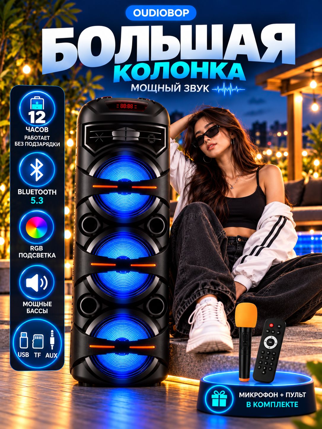 Беспроводная Bluetooth колонка ZQS 8302, портативная, громкий звук