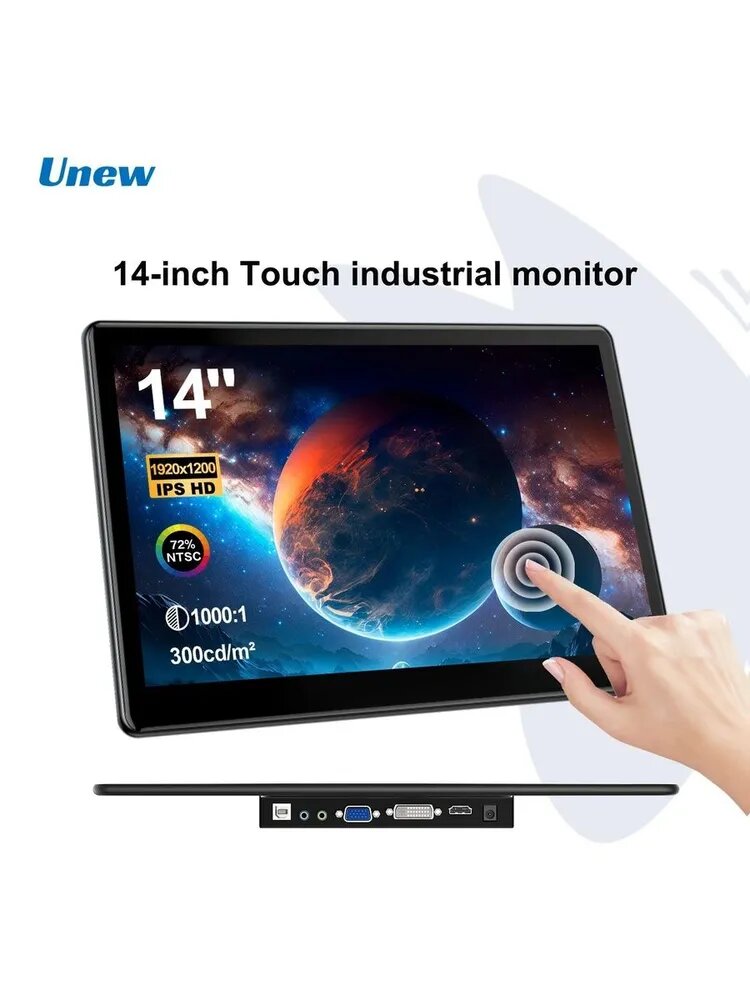 UNEW 14" Монитор 14-дюймовый портативный монитор, Русские отгрузки, сверхвыгодные (CX-Ural-Resend), TFT, 1920x1080, 60 Гц, черный матовый