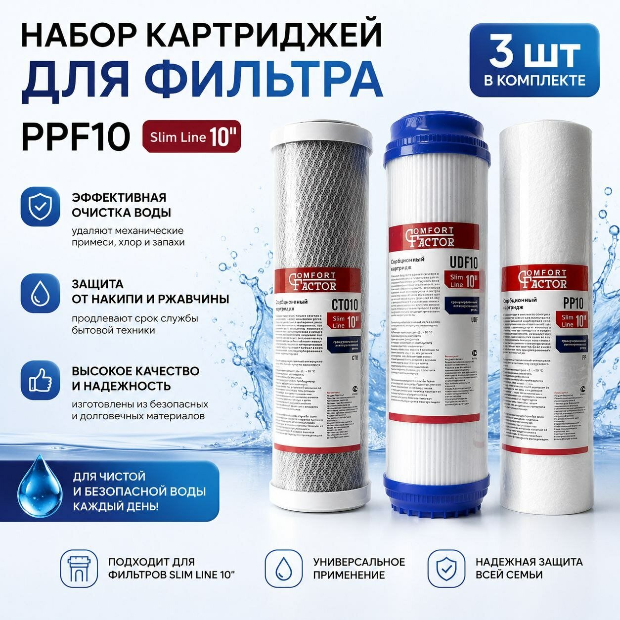 Комплект модулей сменных фильтрующих Comfort Factor Трио Норма Умягчающий