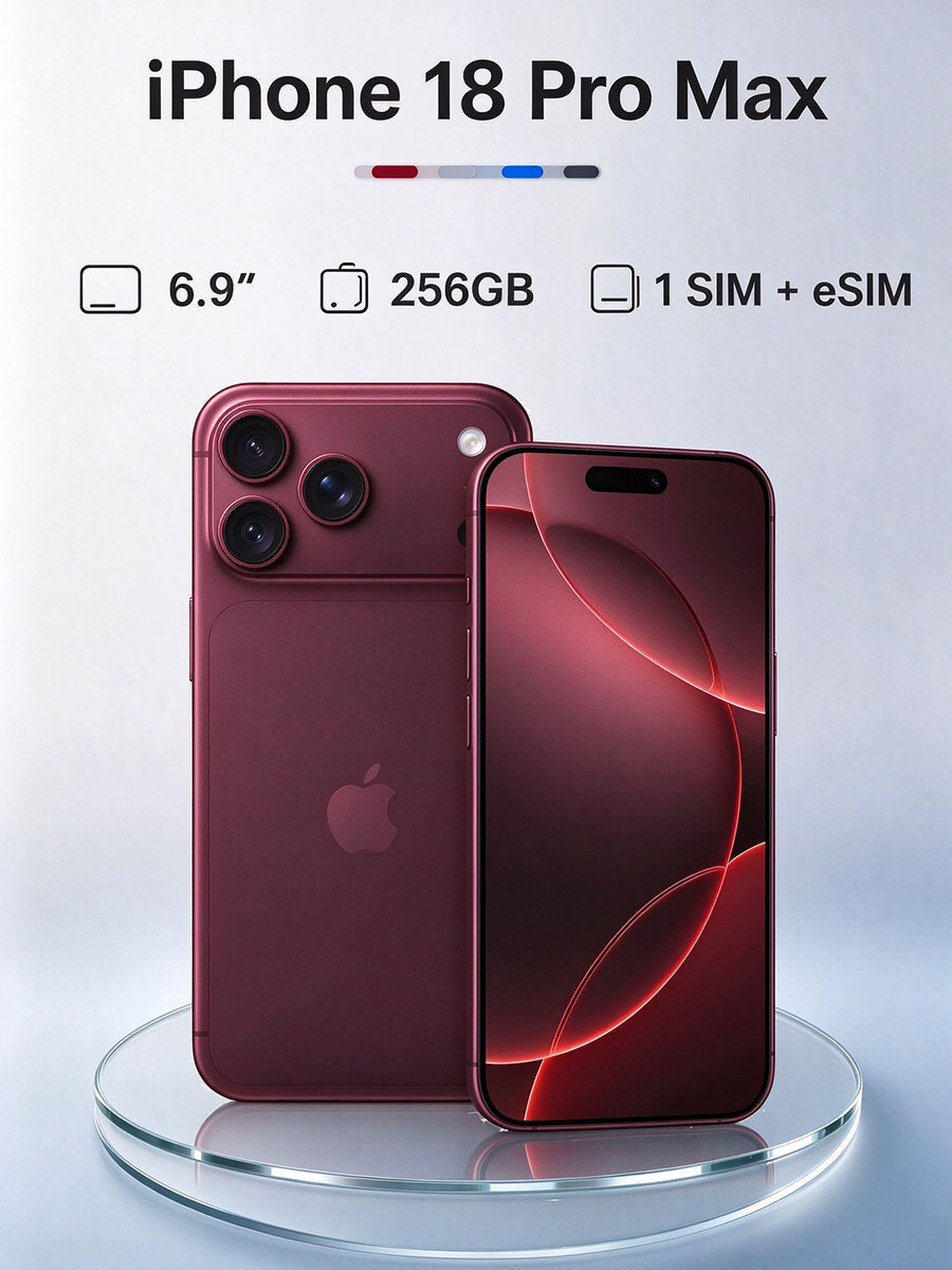 Смартфон Apple iPhone 18 Pro Max 256 ГБ бордовый