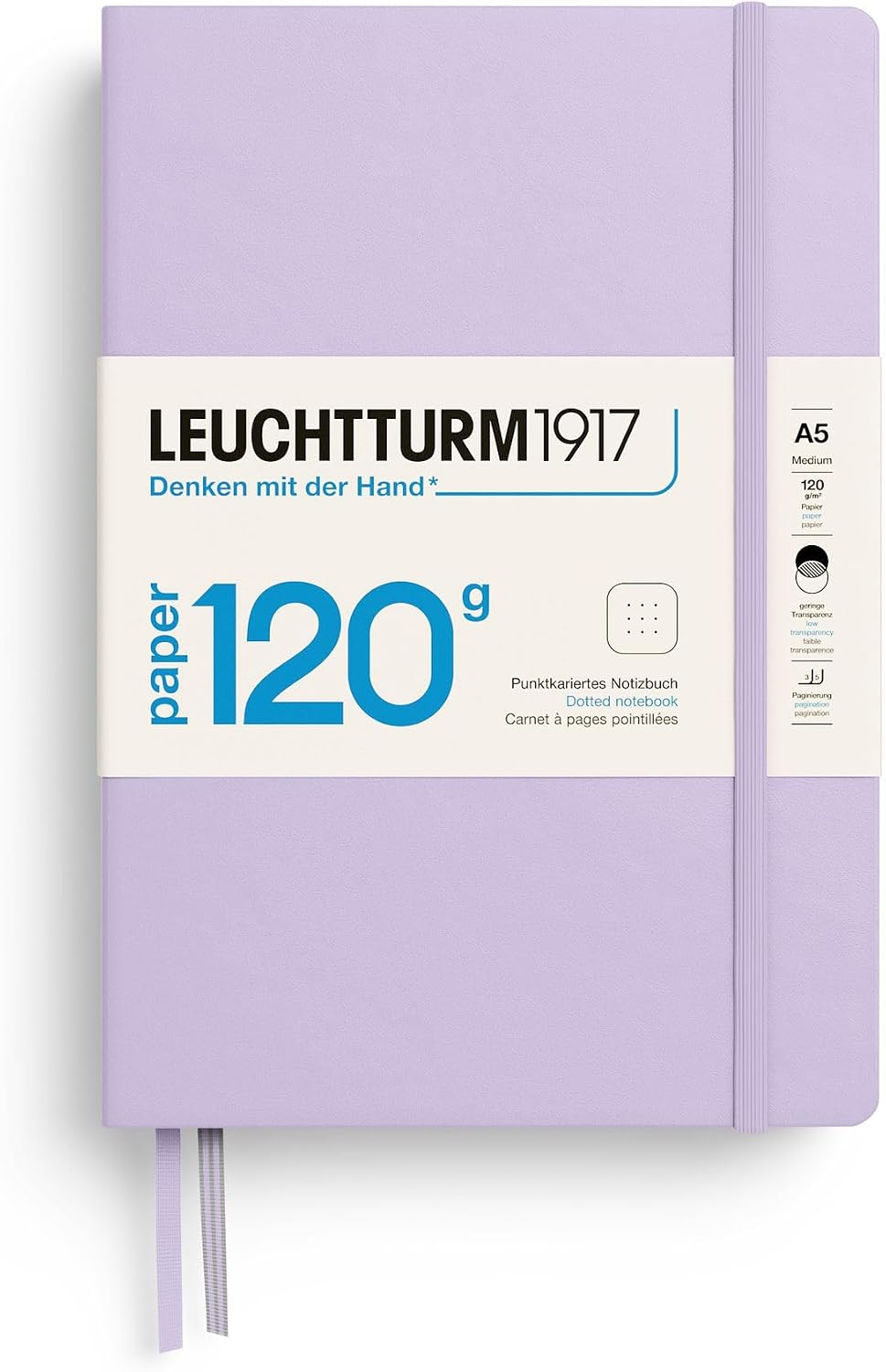 Блокнот Leuchtturm1917 в точку, 120 г/м, твердый переплет, средний размер (A5) 203 страницы оттенок Lilac