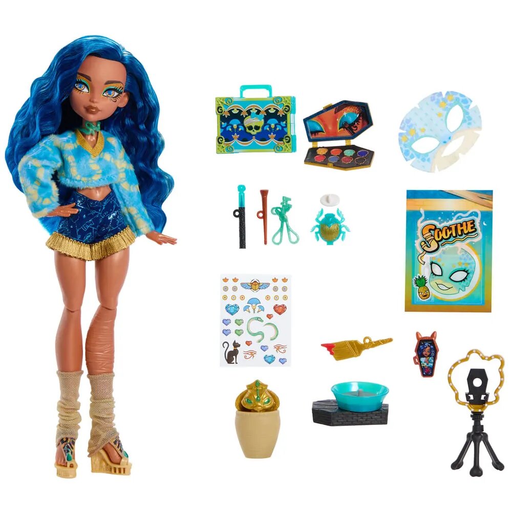 Кукла Monster High Секреты красоты Клео де Нил JMG72, игровой набор Монстер Хай Cleo De Nile с одеждой, сюрпризами и аксессуарами, подарок для девочек