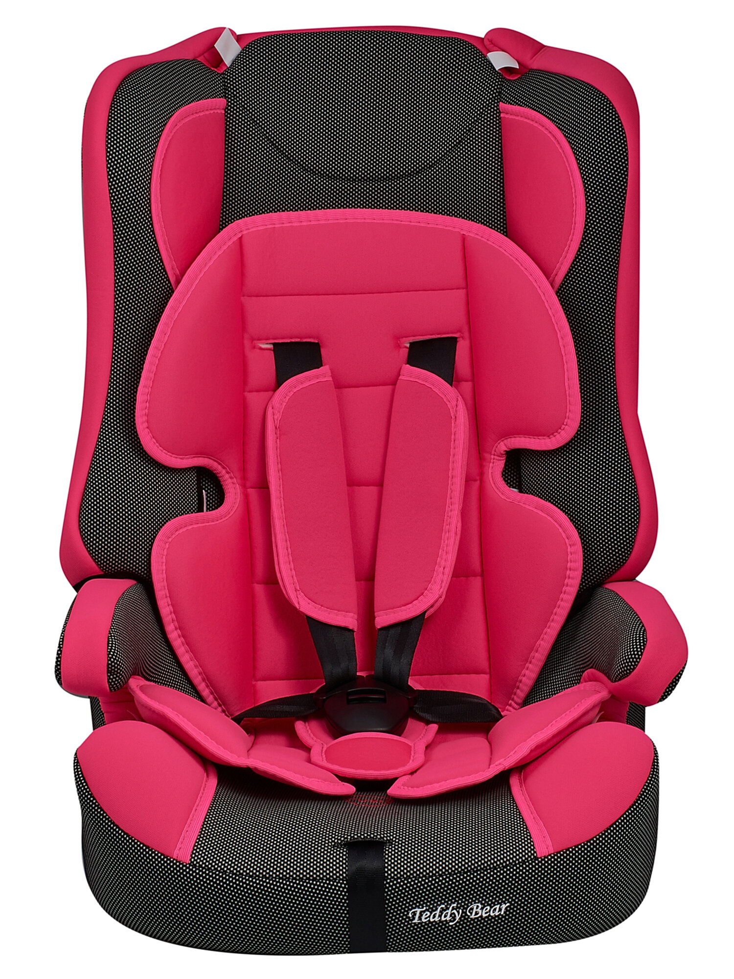 Автокресло бустер детское 9-36 кг Teddy Bear 513 RF, от 9 месяцев до 12 лет, группа 1,2,3, с вкладышем, 18 pink-black dot