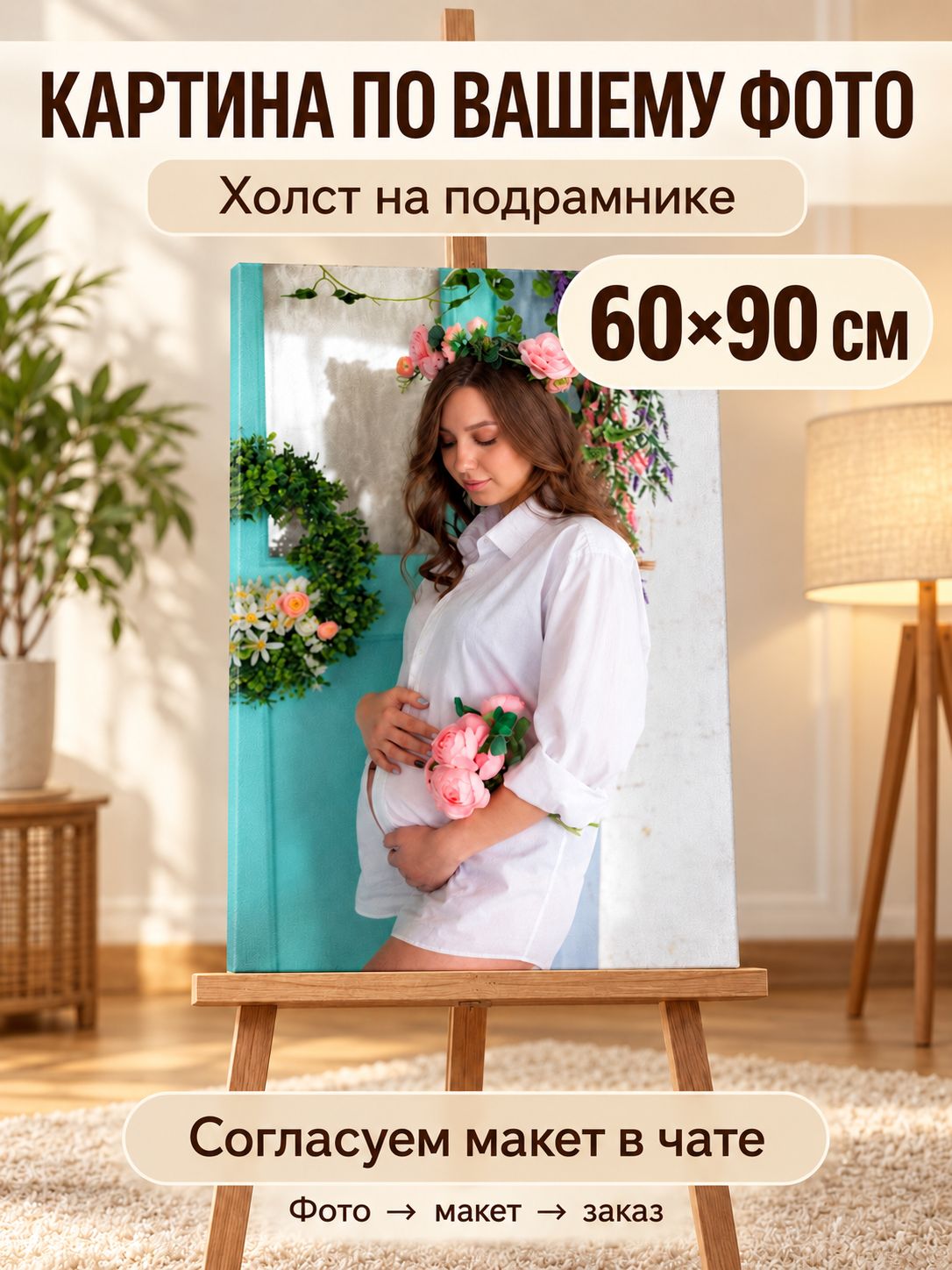 Картина по вашему фото на холсте на заказ 40х60 см, на подрамнике, Креативная Академия L&M
