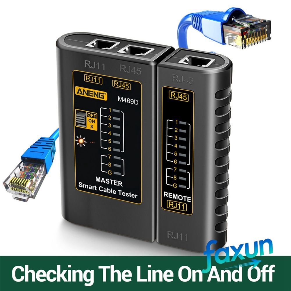 Кабельный тестер ANENG M469D, RJ45 и RJ11, для сетевого и телефонного кабеля