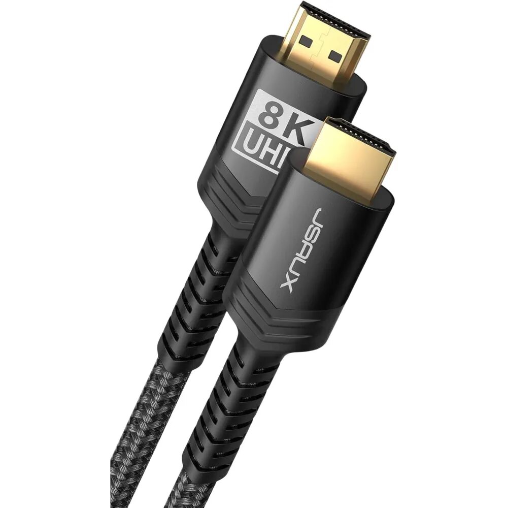 Кабель HDMI 2.1 JSAUX (8K, 60 Гц) (3 м.) видеопровод с ультравысокой скоростью 48 Гбит/с, HDCP 2.2 и 2.3, HDR 10, eARC, ARC, совместим с Nintendo Switch 2, PS5/4, Xbox ноутбуками, мониторами, HDTV